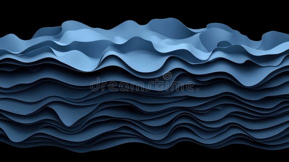 A 3D Rendering of a Wave-like Pattern in Shades of Blue. Stock ...