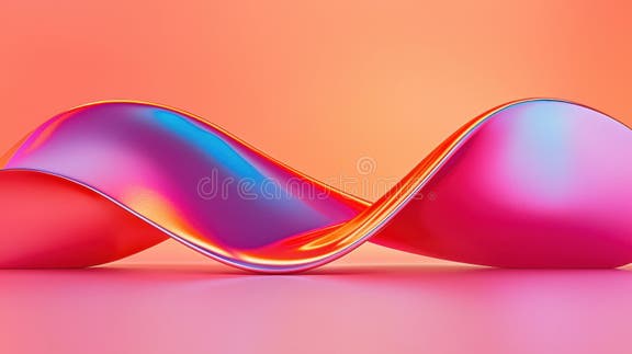 A 3D Rendering of a Wave-like Shape with a Gradient of Pink and Blue ...