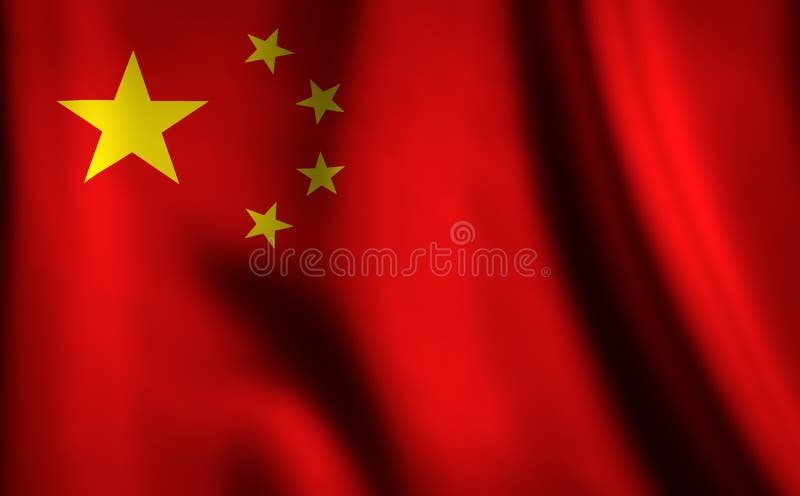 3D Rendering of the Waving Chinese Flag. Stock Illustration ...