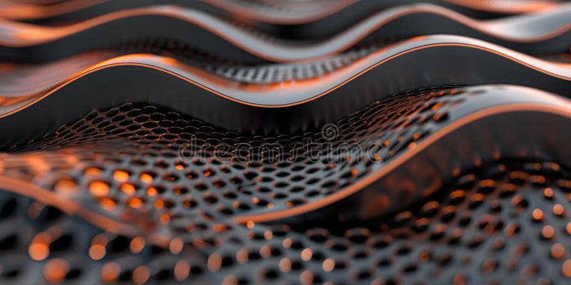 3d Rendering of a Wavy Metal Surface with Hexagonal Holes Illuminated ...
