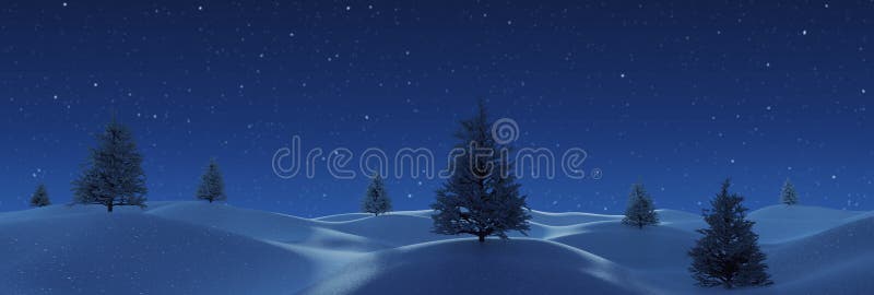 3D Rendering of Wavy Snow Landscape with White Spruce Trees in Front of ...