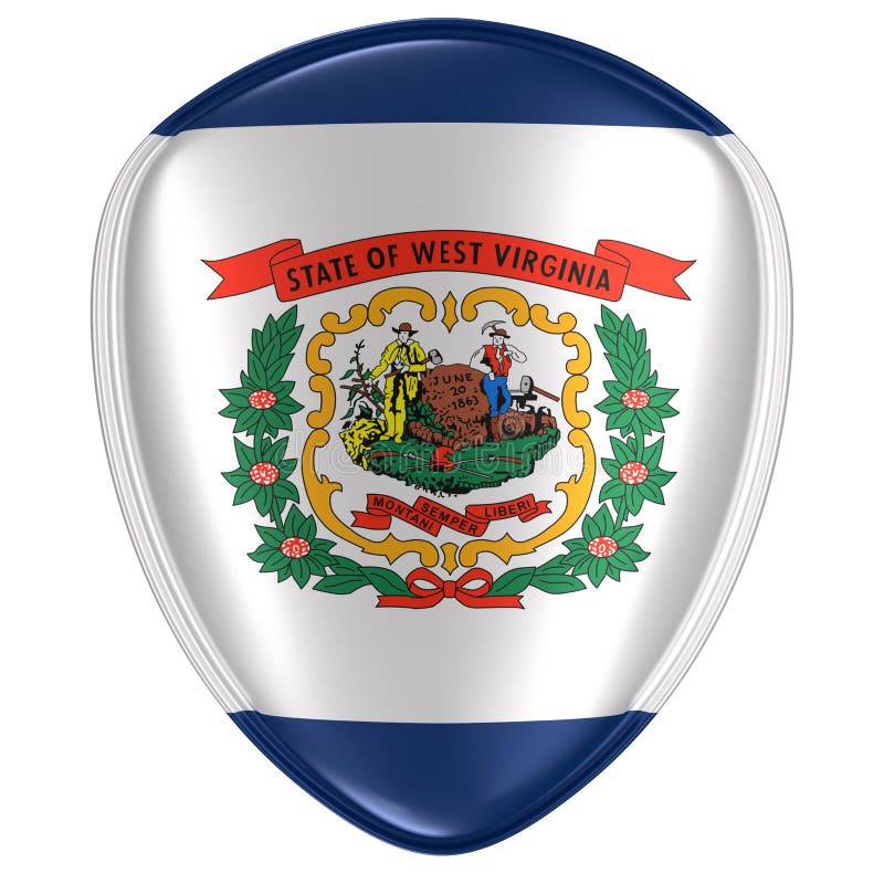 3d Rendering of a West Virginia USA State Flag Icon Stock Illustration ...