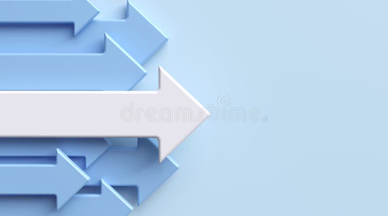 3D Rendering of the White Arrow Symbol Leading the Blue Arrow. Stock ...