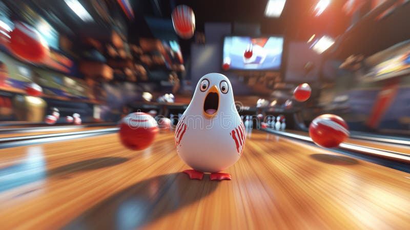 3d Rendering of a White Bird with an Open Mouth Standing on a Bowling ...