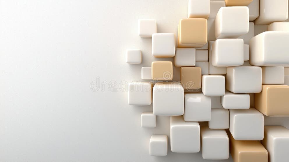 A 3D Rendering of a White Cube with a Beige Cube on Top. Stock ...