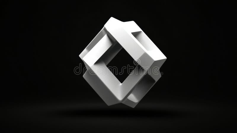 A 3D Rendering of a White Cube with a Diamond-shaped Cutout in the ...