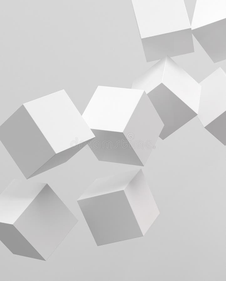 Big White Cube of Small Cubes on Gray Background Stock Illustration ...
