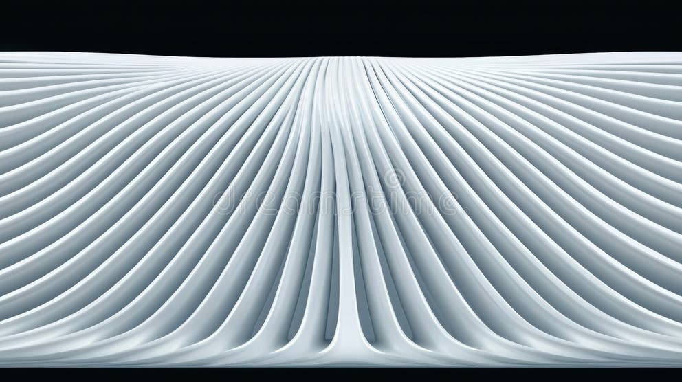 A 3D Rendering of a White, Curved Surface with a Series of Parallel ...