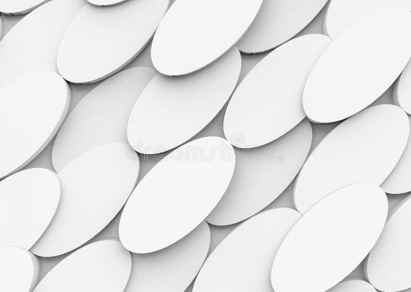 3d Rendering. White Diagonal Random Oval Shape Tile Pattern Wall ...