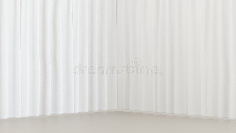 3D Rendering White Empty Curtain Background, White Curtain Backd Stock ...