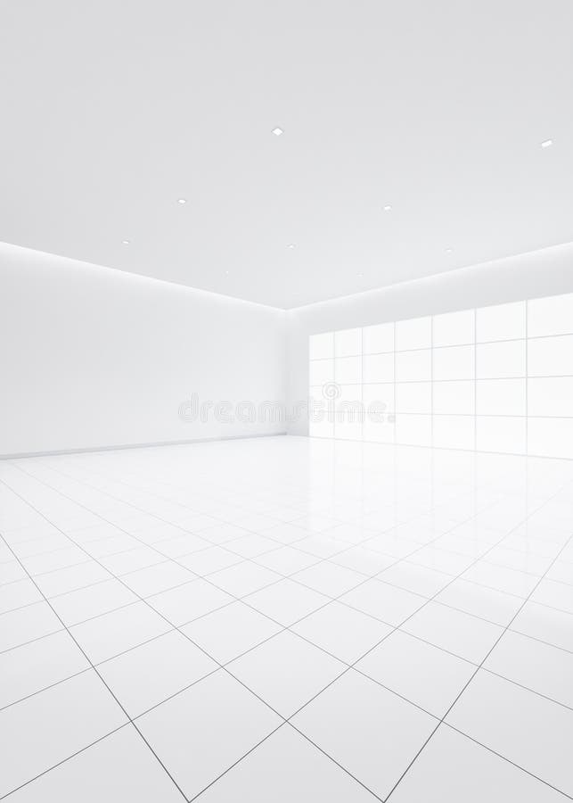 3d Rendering of White Empty Room with Tile Floor Suit for Background ...