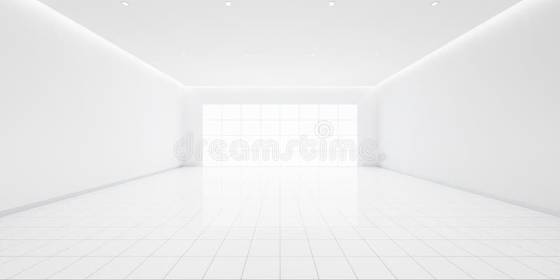 3d Rendering of White Empty Room with Tile Floor Suit for Background ...