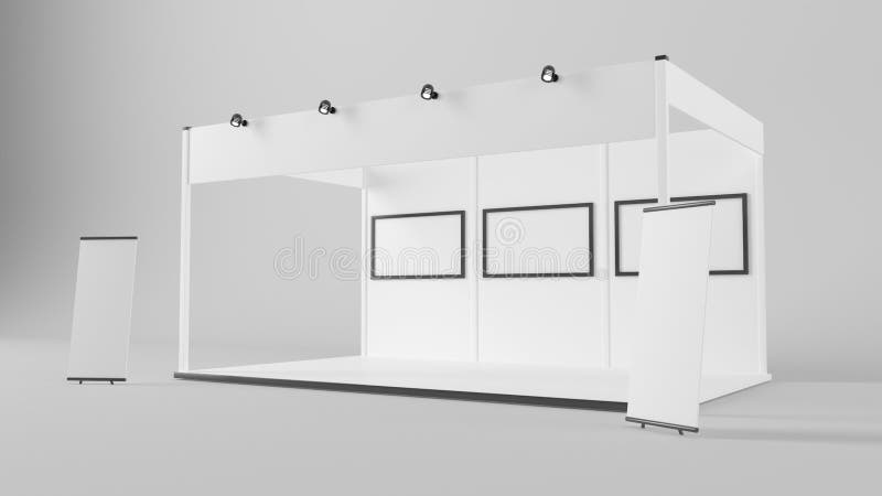3d Rendering of a White Exhibition Stand with Light for Different Uses ...
