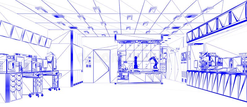 White Futuristic Laboratory Interior in Semiconductor Manufacturing ...