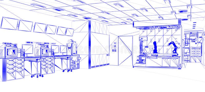 White Futuristic Laboratory Interior in Semiconductor Manufacturing ...