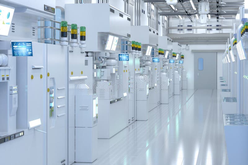 White Futuristic Semiconductor Manufacturing Factory or Laboratory ...
