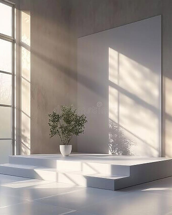 3d Rendering of White Geometric Rectangle Shapes for Product Display ...