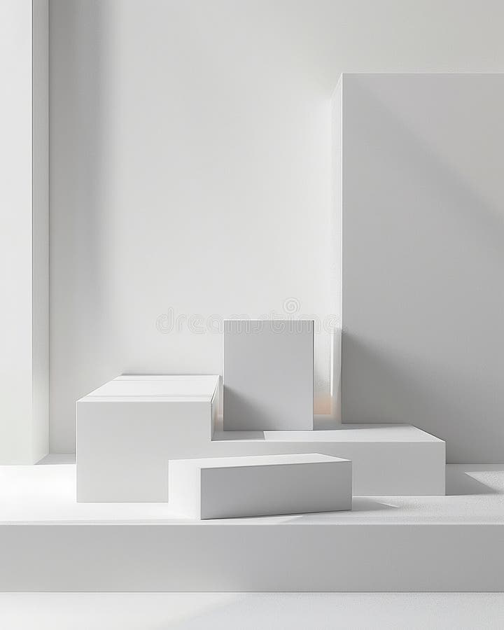 3d Rendering of White Geometric Rectangle Shapes for Product Display ...