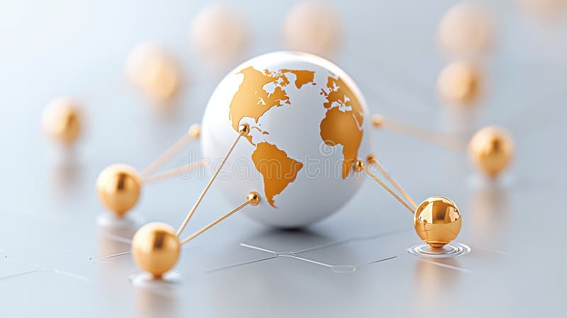 Global Connection with Golden Spheres Stock Illustration - Illustration ...