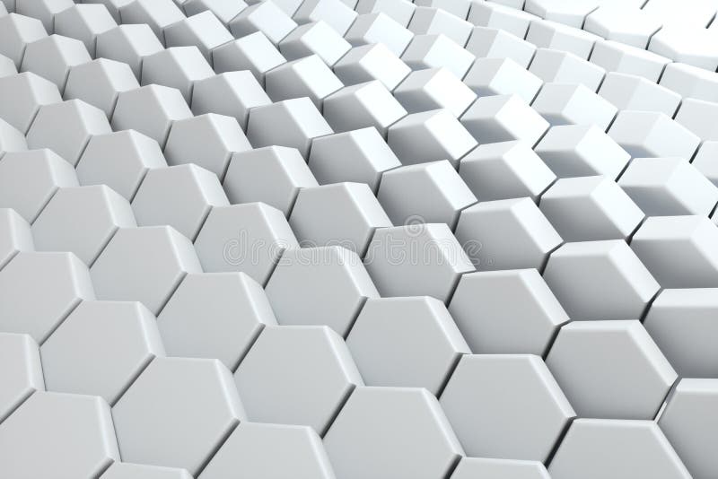 3d Rendering, White Hexagon Cubes, Computer Digital Drawing Stock ...