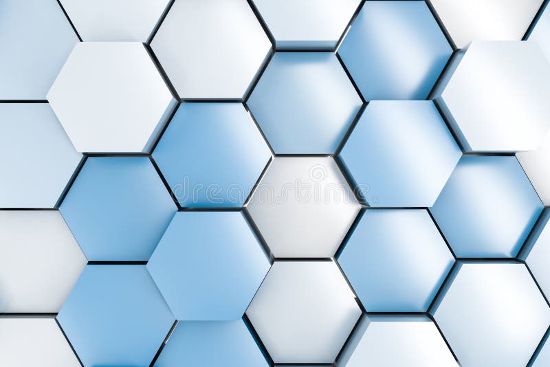 3d Rendering, White Hexagon Cubes Stock Illustration - Illustration of ...