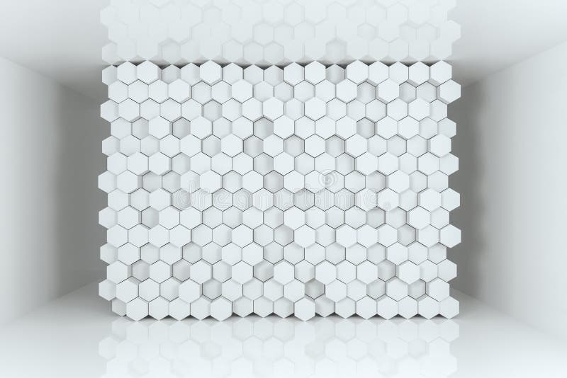 3d Rendering, White Hexagon Cubes Stock Illustration - Illustration of ...