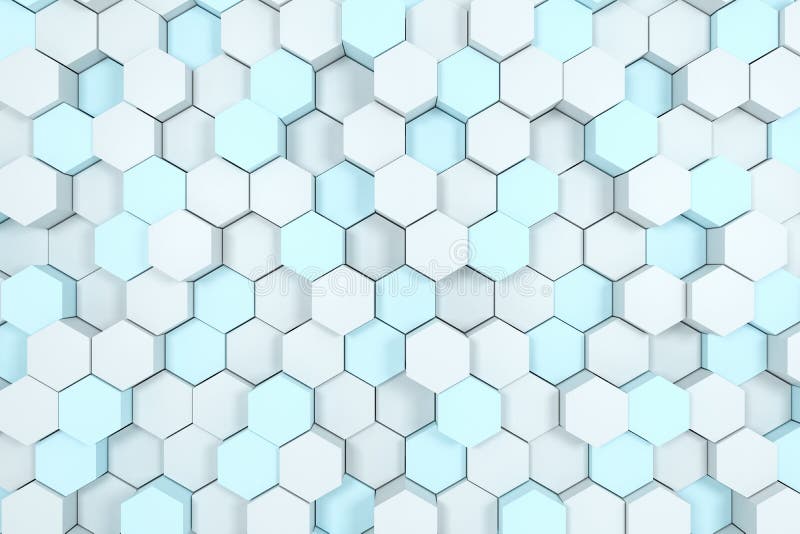 3d Rendering, White Hexagon Cubes Stock Illustration - Illustration of ...