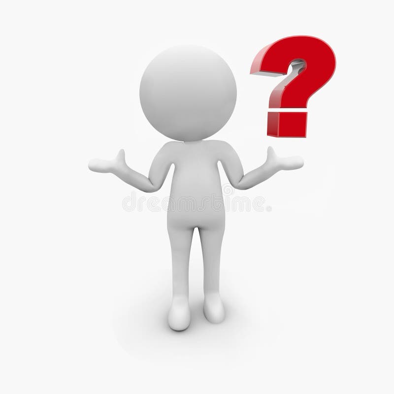 3D Rendering of a White Human Figure with a Red Question Mark on His ...