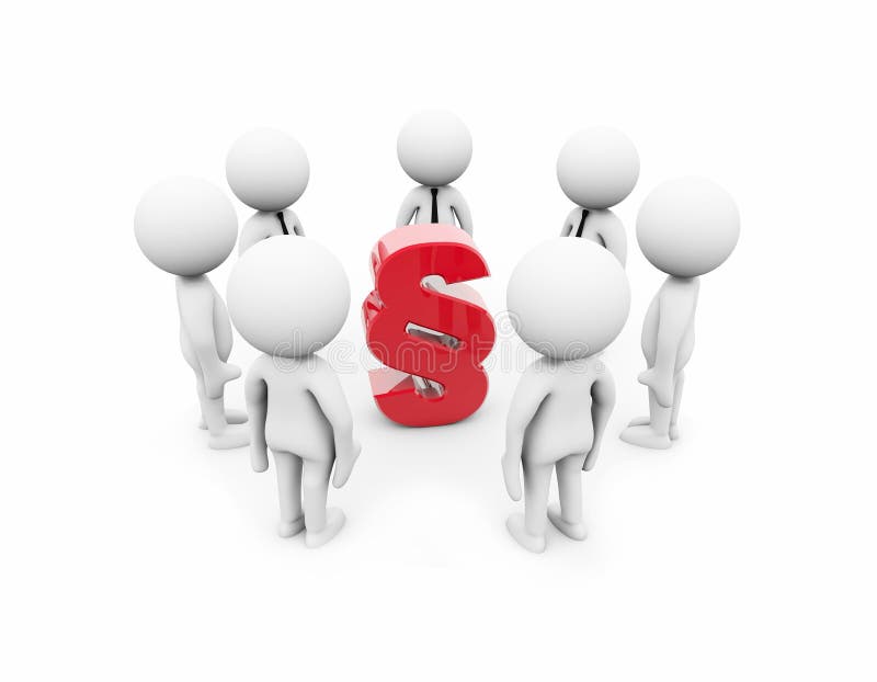 3D Rendering of White Human Figures and Red Sign on the Center Stock ...