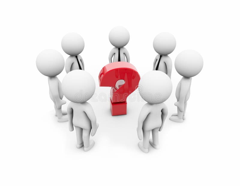 3D Rendering of White Human Figures and Red Sign on the Center Stock ...