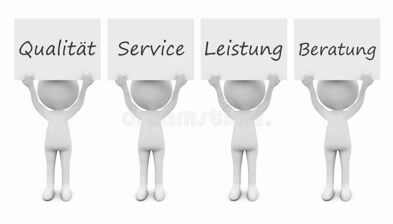 3D Rendering of White Human Figures Showing German Words on Whiteboards ...