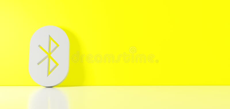 3D Rendering of White Symbol of Bluetooth Icon Leaning on Color Wall ...