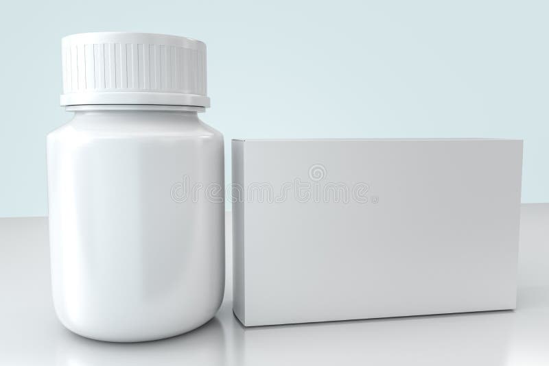3d Rendering, White Medicine Bottle with Package Boxes Stock ...