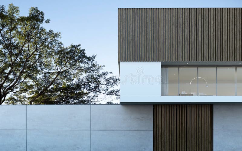 3D Rendering of White Modern House with Swimming Pool on Nature ...