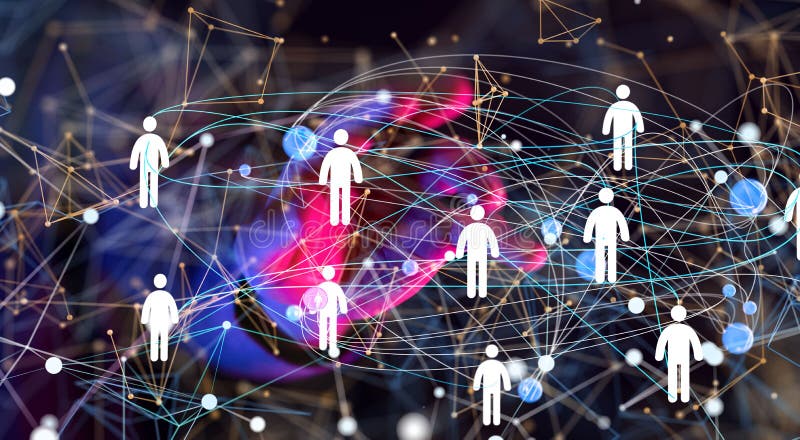 3d Rendering of White People Icons Connected with Big Data Stock Image ...