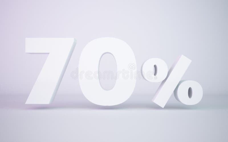 3D Rendering White 70 Percentage Isolated White Background Stock ...