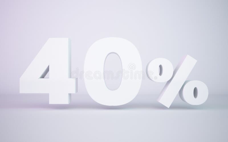 3D Rendering White 40 Percentage Isolated White Background Stock ...