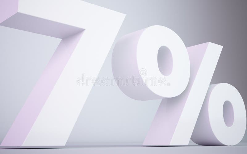 3D Rendering White 7 Percentage Isolated White Background Stock ...