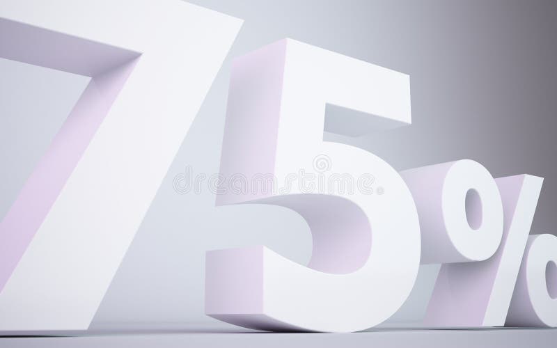 3D Rendering White 75 Percentage Isolated White Background Stock ...