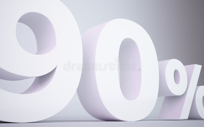 3D Rendering White 90 Percentage Isolated White Background Stock ...