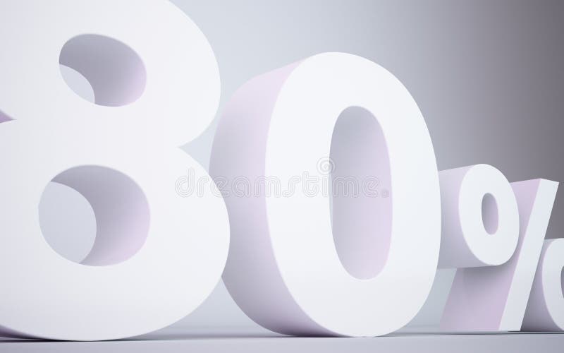 3D Rendering White 80 Percentage Isolated White Background Stock ...