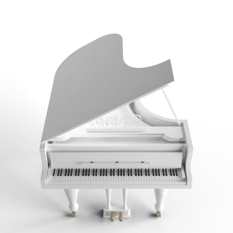3D Rendering of White Piano in White Background Stock Illustration ...