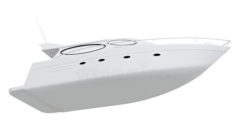 3D Rendering White Realistic Luxury Pleasure Yacht. Bottom View Stock ...