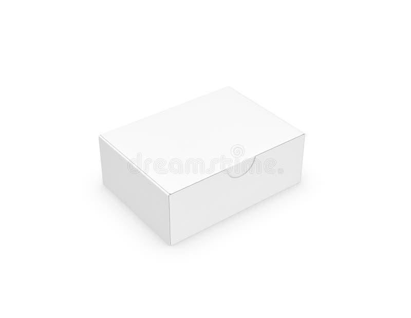 3d Rendering of a White Rectangular Box with a Closed Attached Lid on ...
