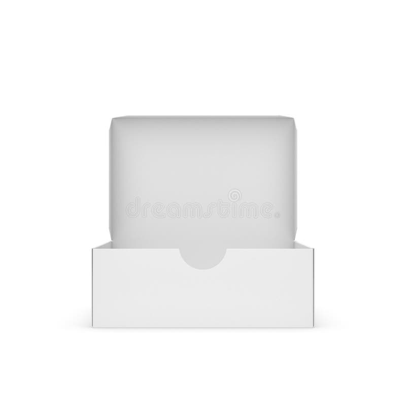 3d Rendering of a White Rectangular Box with an Opened Attached Lid on ...