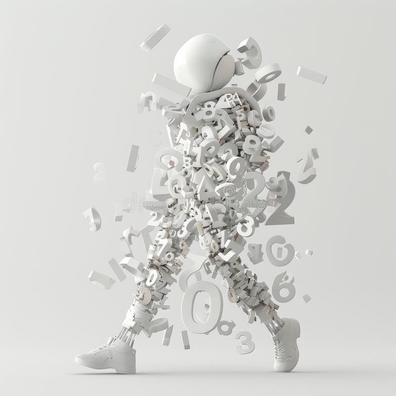 3d Rendering of a White Robot in a White Background with Numbers Stock ...