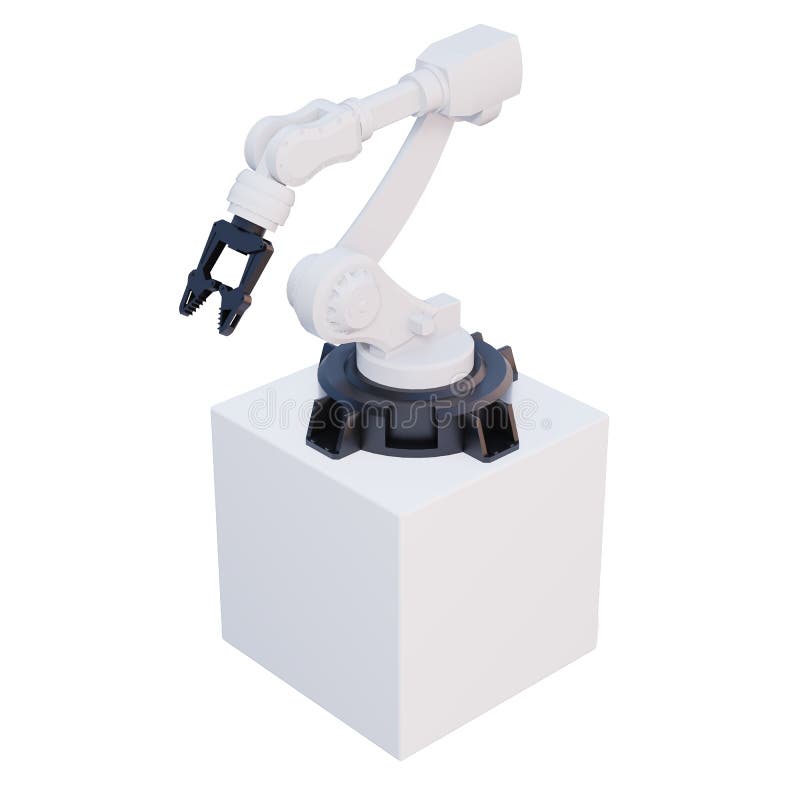 3d Rendering White Robotic Robotic Arm. Isolated Included Clipping Path ...