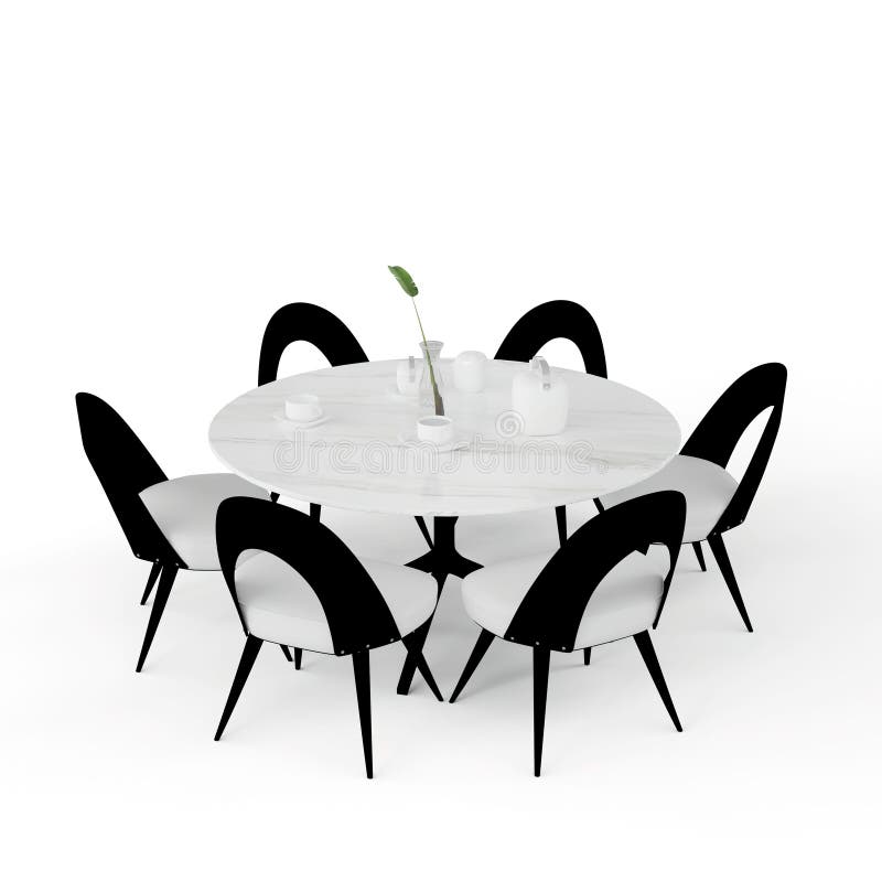 A Round Table with Chairs, 3d Rendering Stock Illustration ...