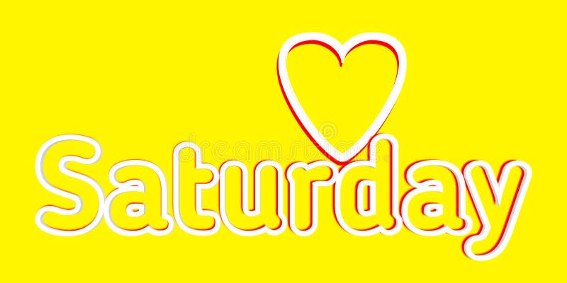 3d Rendering White Saturday Text Isolated on Yellow Stock Illustration ...