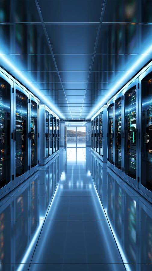 3D Rendering of a White Server Room with Computer Storage Systems Stock ...